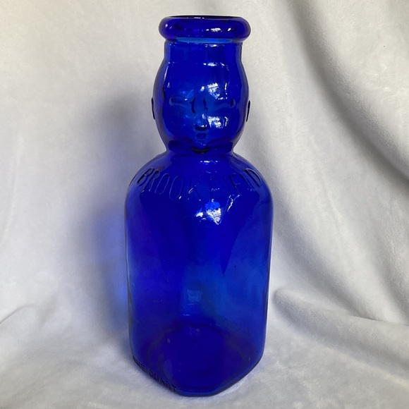 Accents | Vintage 197s Brookfield Baby Face Milk Bottle Cobalt Blue ...